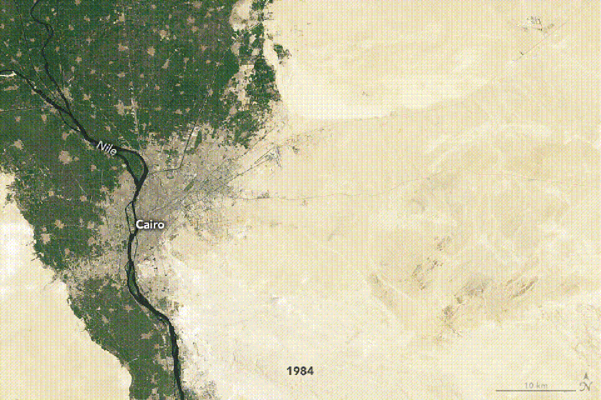 Imagens de satélite mostram capital do Egito mudando de lugar ao longo ...